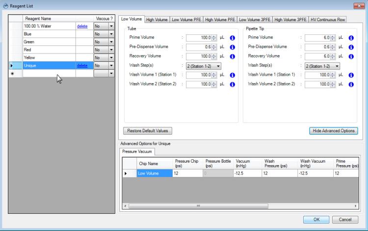 Adding Stock Reagents to the Reagent List