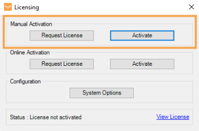 Manual License Activation
