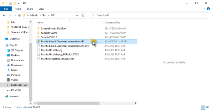 Using the API Commands in MANTIS