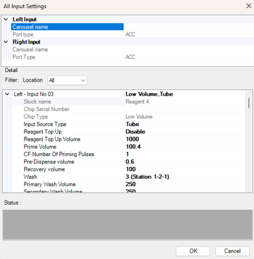 Configuring the Reagent Input Settings