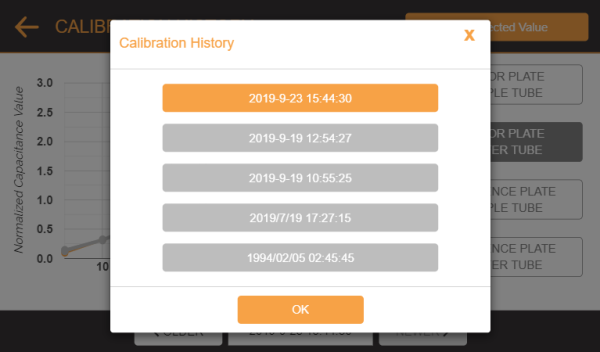 Opening the Calibration History