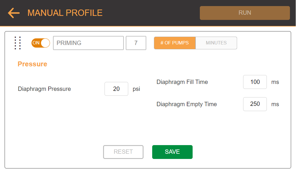 Creating a Sequence in MANUAL PROFILE