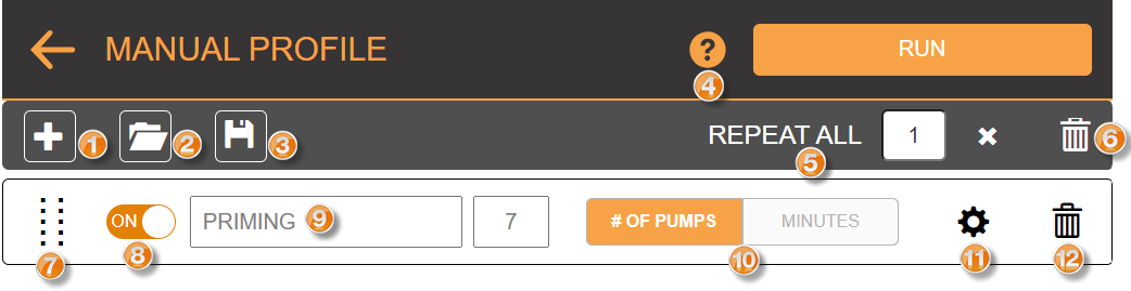 Creating a Sequence in MANUAL PROFILE