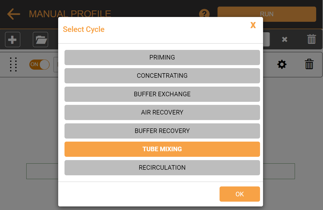 Creating a Sequence in MANUAL PROFILE