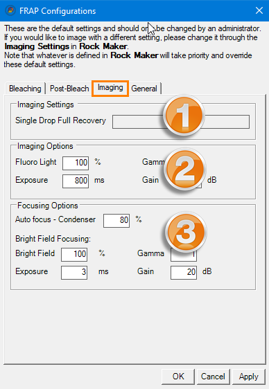 Configuring FRAP Imaging Options