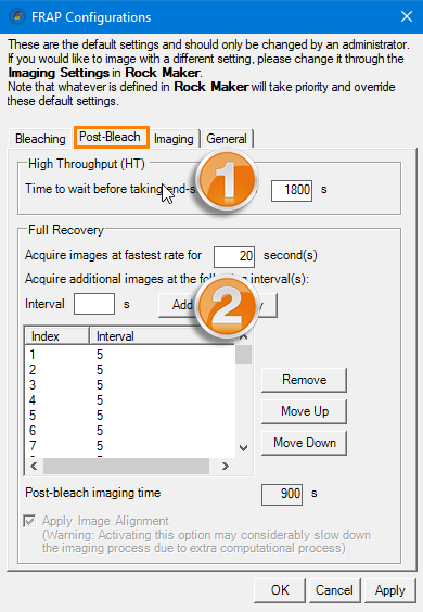 Configuring FRAP Post-Bleach Options