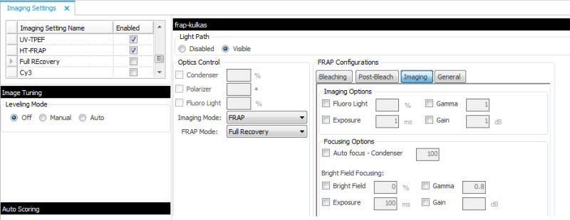 Configuring FRAP Imaging Options