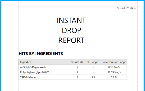 Instant Drop Reports