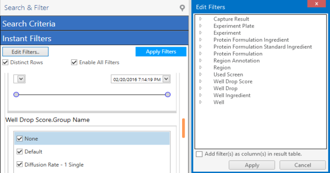 Search and Filter Interface