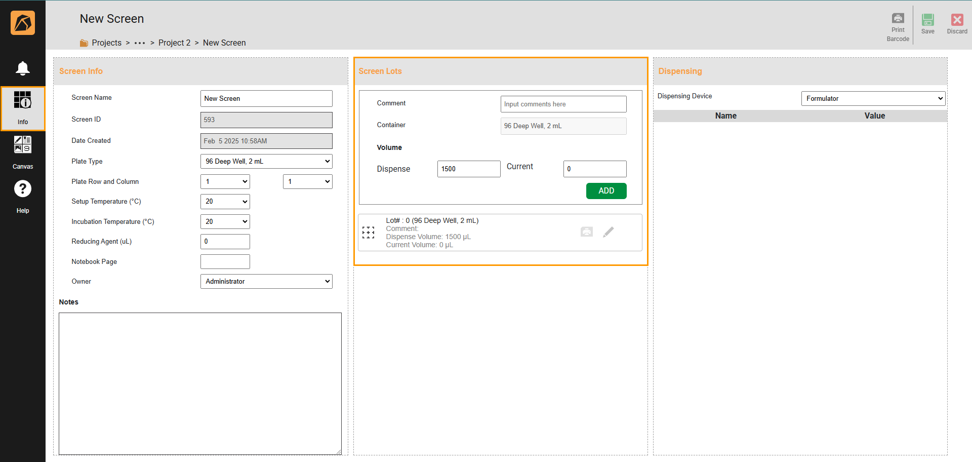 Adding a Screen Lot — ROCK MAKER 4.10 documentation