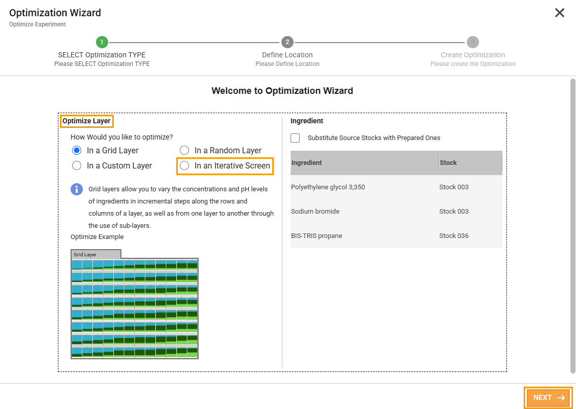 Creating an Iterative Screen Optimization (ISO) Experiment — ROCK MAKER 4.10 documentation