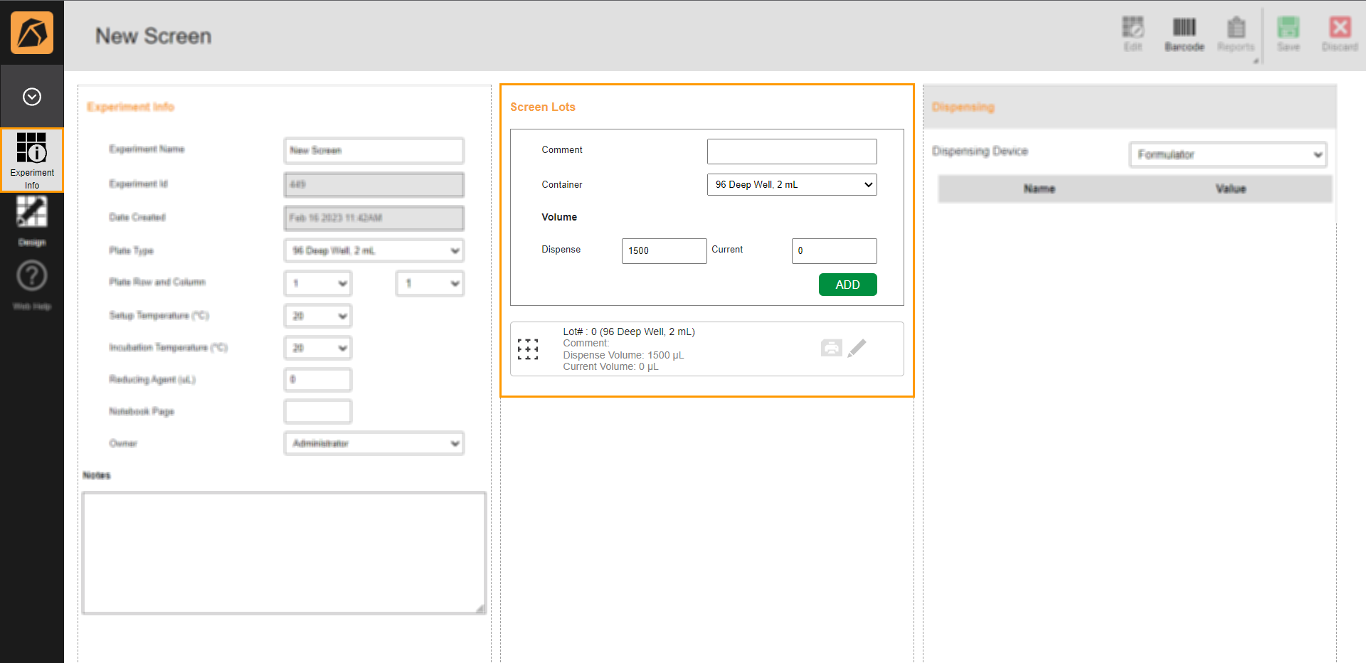 Adding a Screen Lot — ROCK MAKER 4.5 documentation