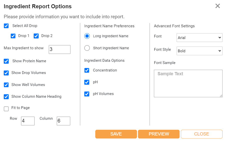 Ingredient Report — ROCK MAKER 4.6 documentation