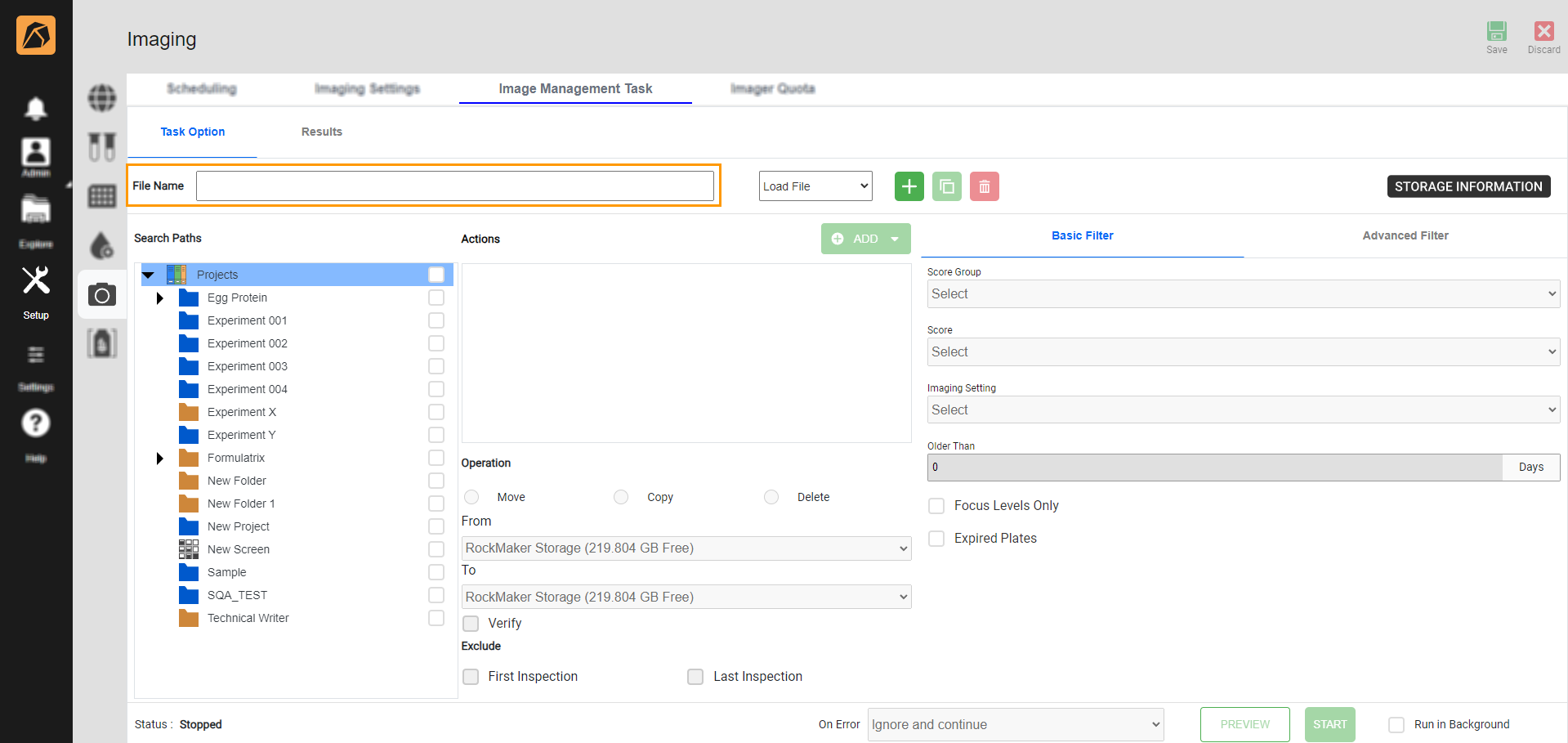 Creating an Image Management Task — ROCK MAKER 4.7 documentation
