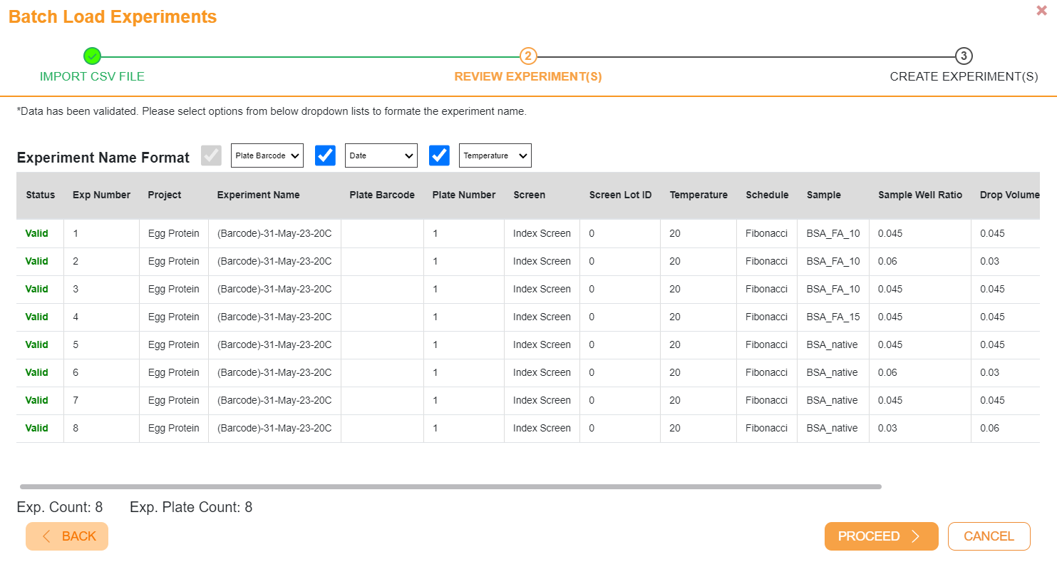Creating Multiple Experiments Using Batchload Experiment Wizard — ROCK MAKER 4.7 documentation