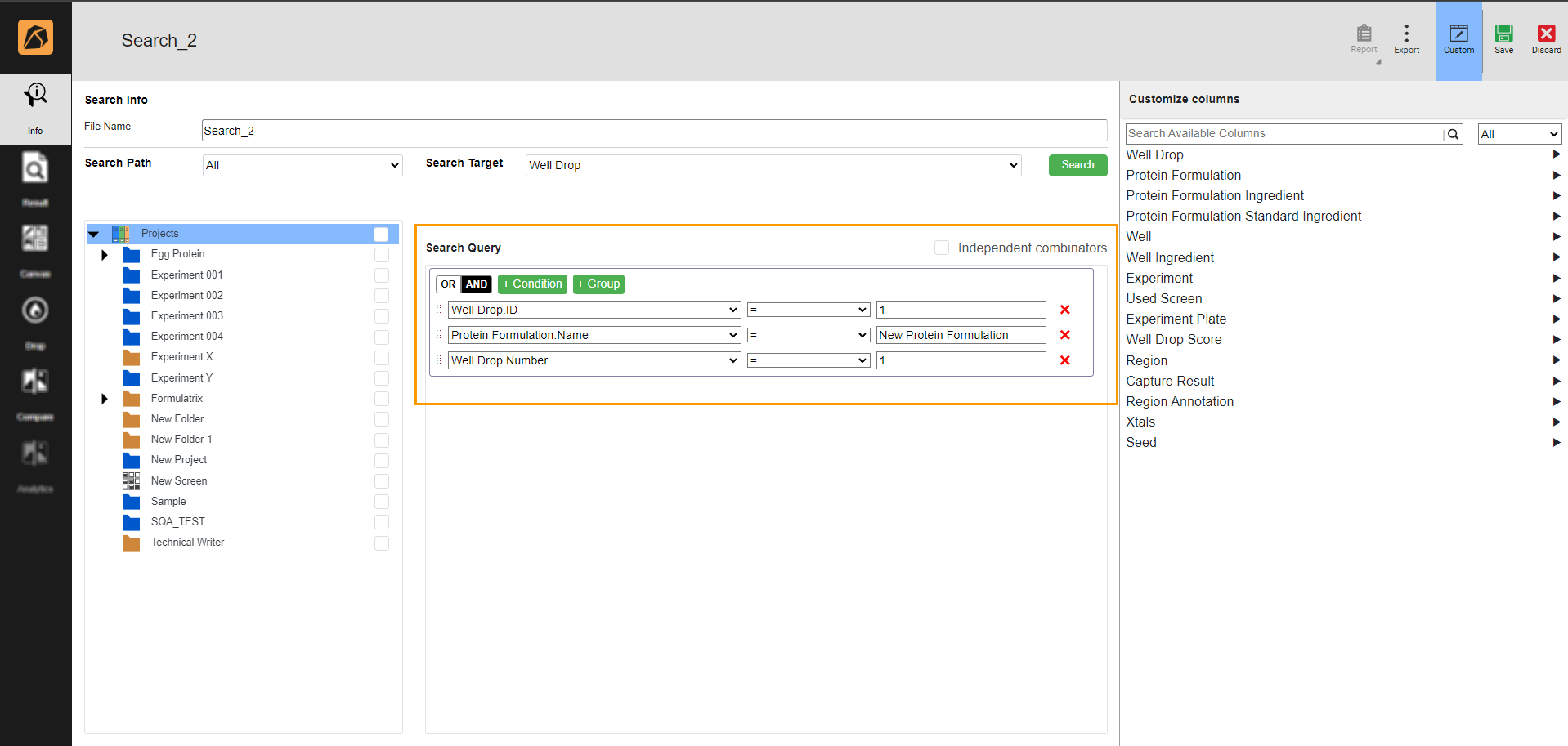 Working with Search Query Section — ROCK MAKER 4.7 documentation