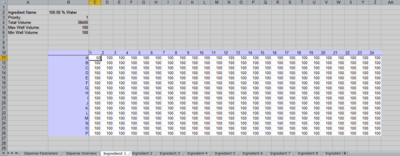 Using Excel to Edit a Dispense Design
