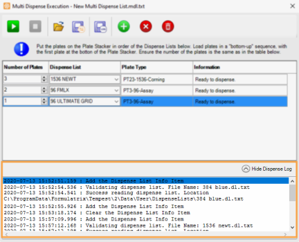 Executing Multi-Plate, Multi-Dispense List